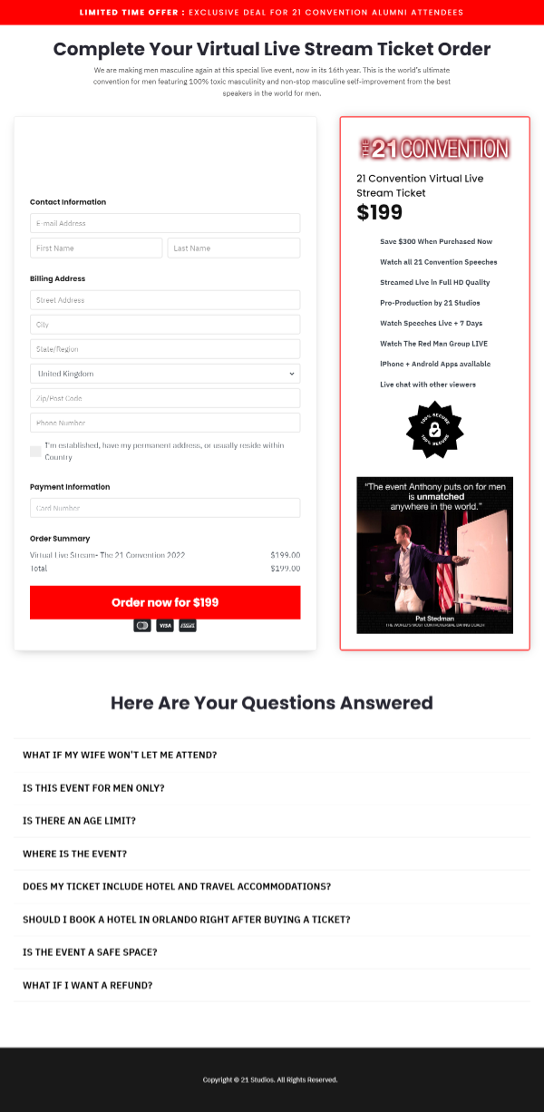 21 Convention Virtual Live Stream Ticket – 21 Studios and The 21 Convention